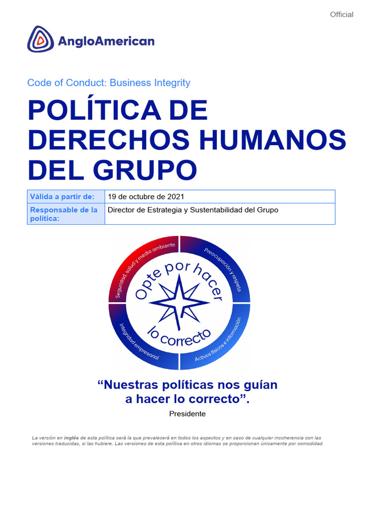 Human Rights Policy Document Spanish | PDF | Derechos humanos | Derechos