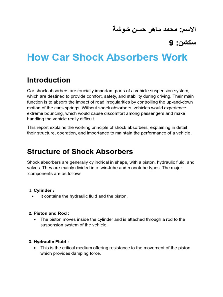 How Car Shock Absorbers Function | PDF | Mechanical Engineering ...