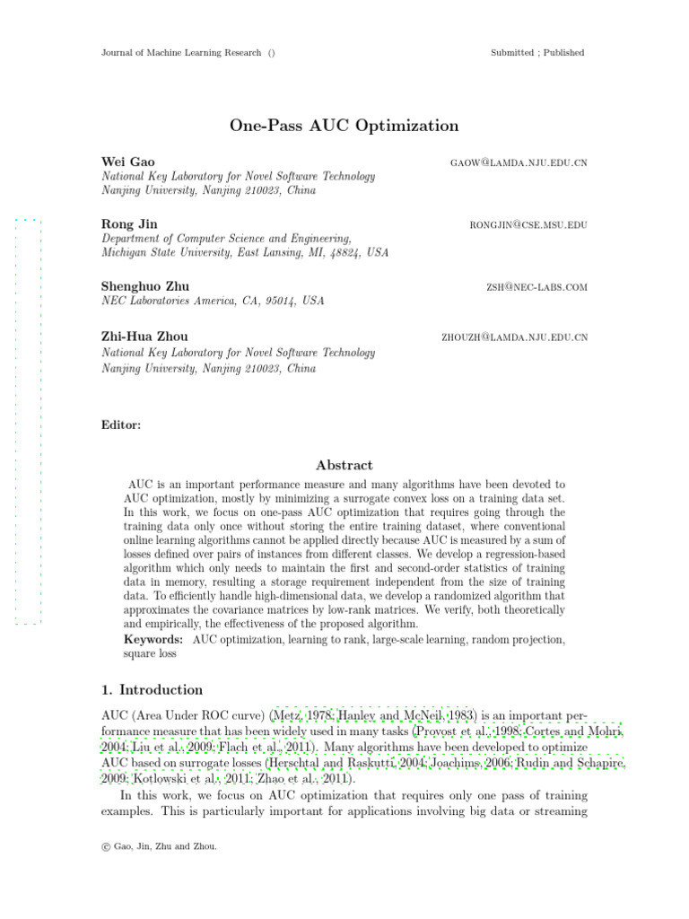One-Pass AUC Optimization | PDF | Matrix (Mathematics) | Eigenvalues And Eigenvectors