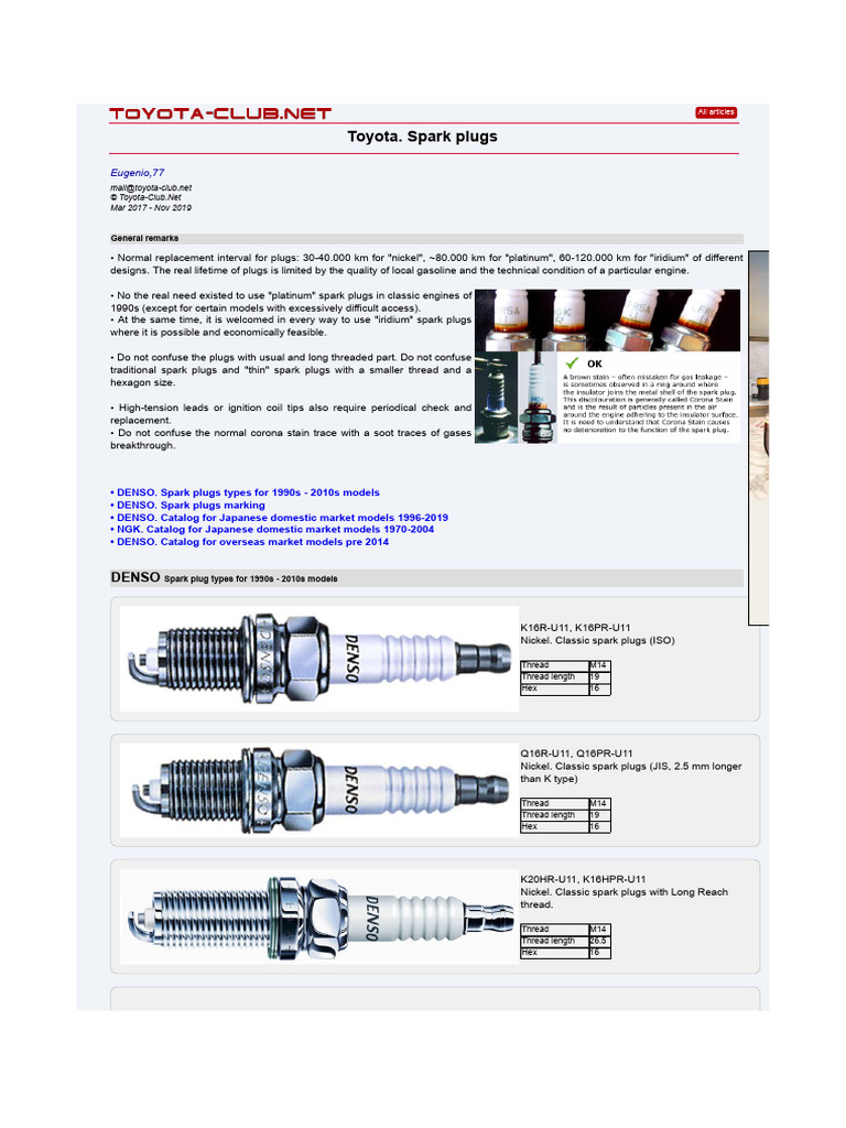 Open Toyota. Spark Plugs | PDF | Motor Vehicle | Toyota