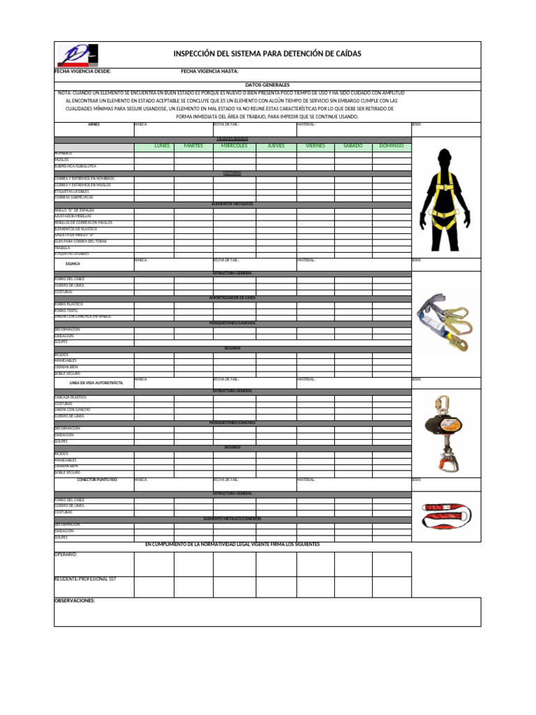 Inspeccion Equipos de Alturas | PDF