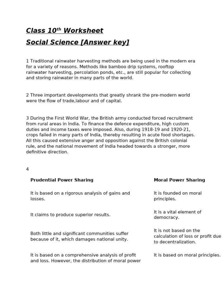 Class 10th Worksheet | PDF | Water | Water Scarcity