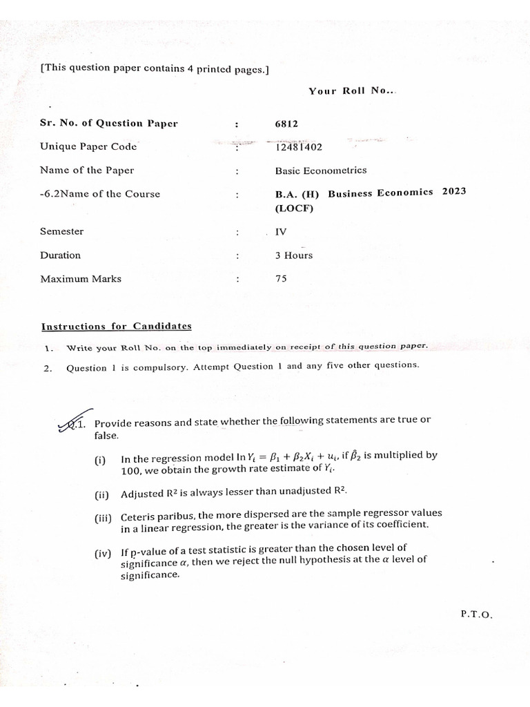 Sem IV Ecotrix - CBCS 2023 | PDF