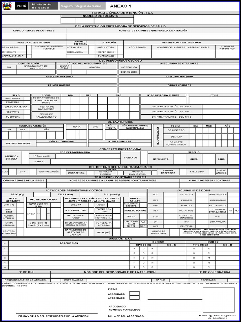 Formato Único de Atención FUA ANVERSO | PDF