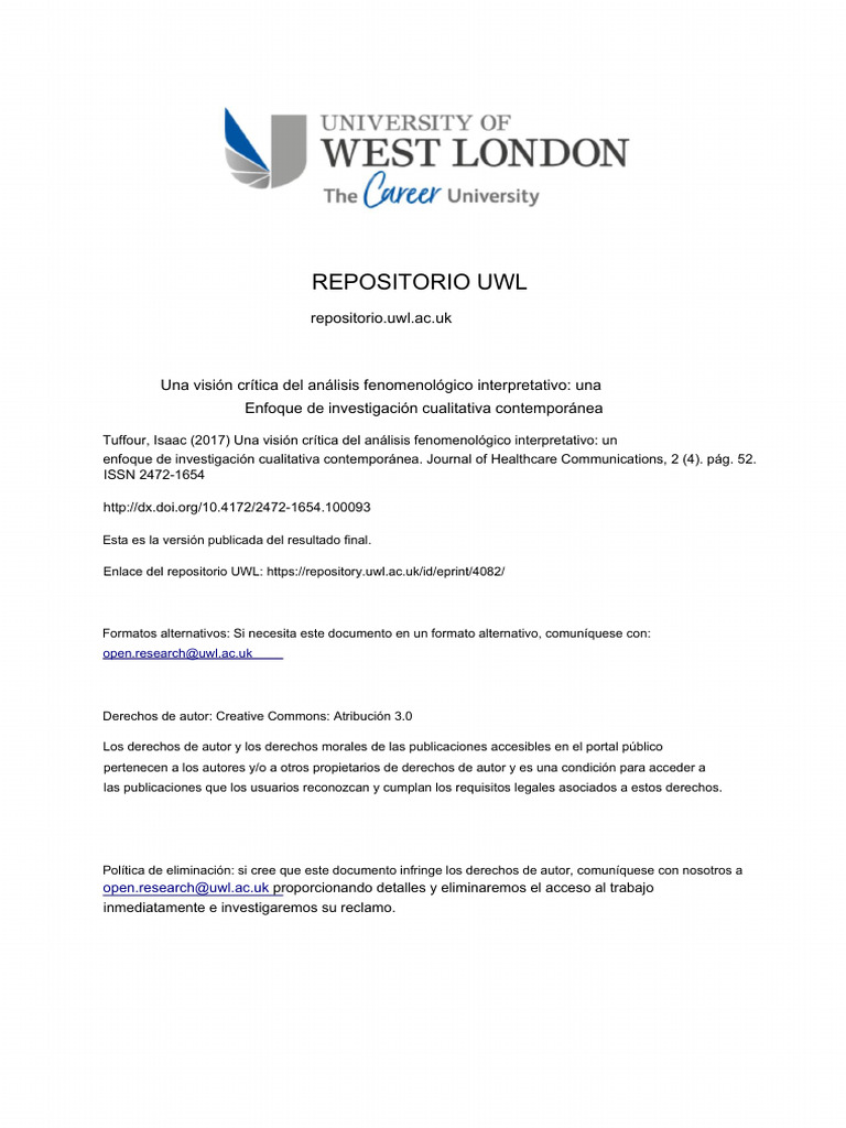 A Critical Overview of Interpretative Phenomenological Analysis a ...