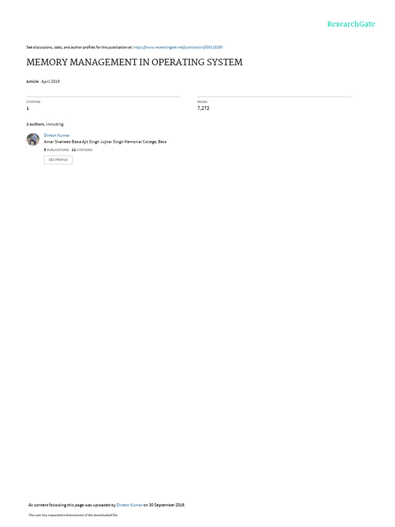 Memory Management in Operating System | PDF | Library (Computing) | Operating System Technology