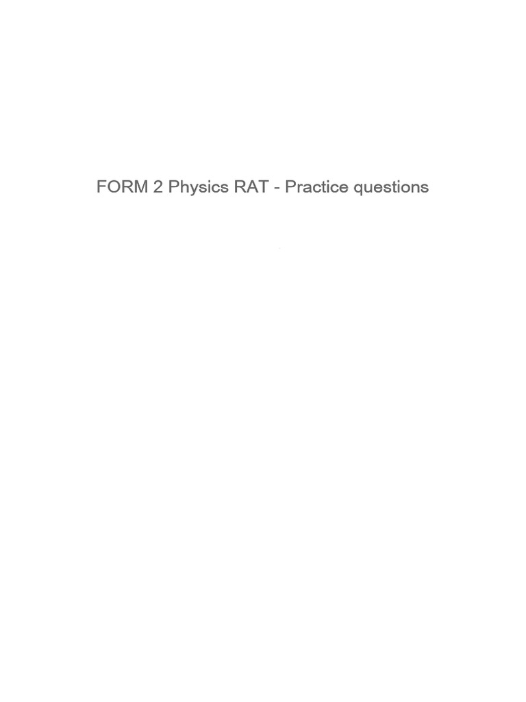 Form 2 Physics Rat Practice Questions | PDF