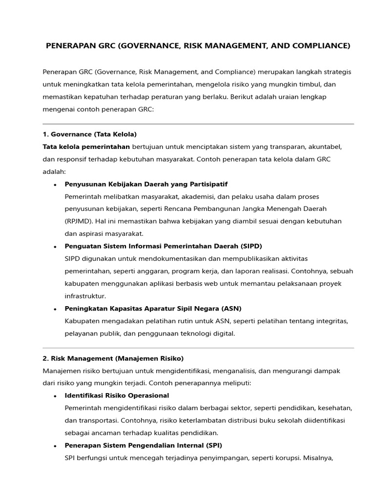 Contoh Penerapan GRC | PDF