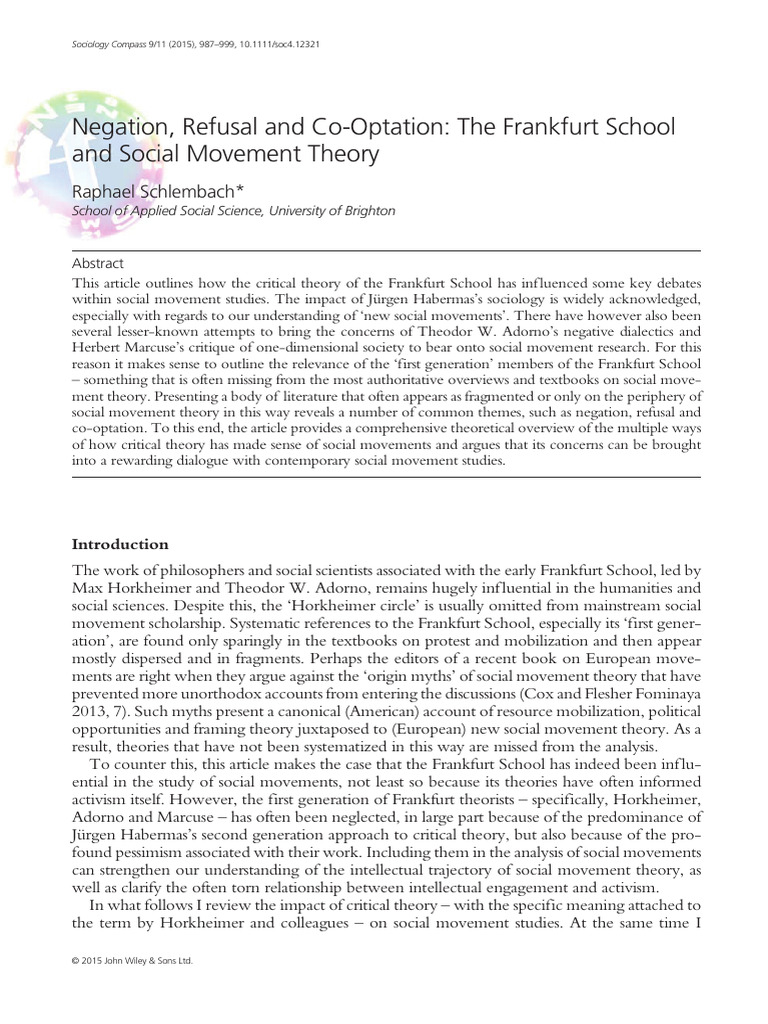 soc4.12321 | PDF | Frankfurt School | Critical Theory