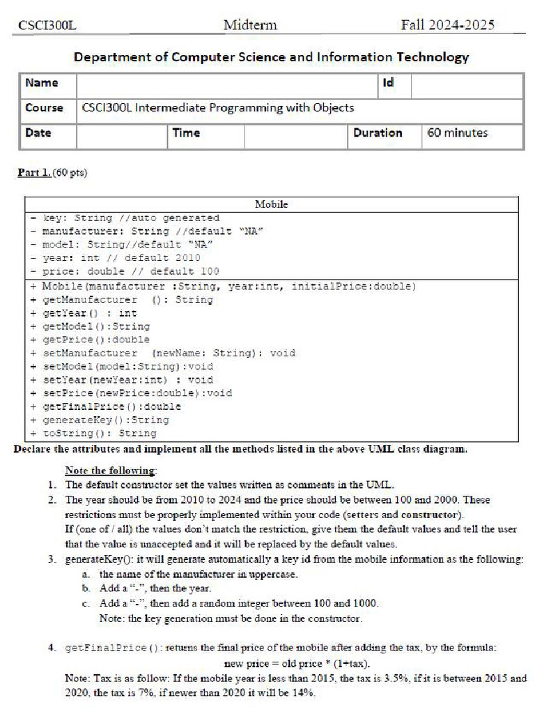 CSCI300 Midterm-Part 1 | PDF