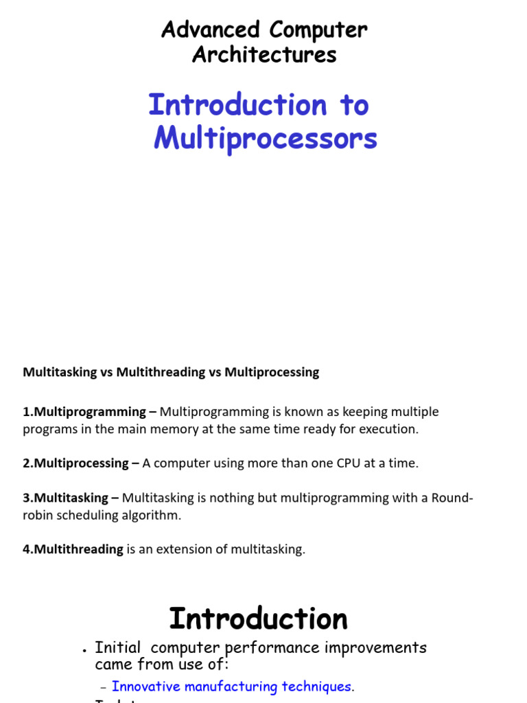 ACA Lecture 28 Multiprocessors | PDF | Thread (Computing) | Process (Computing)