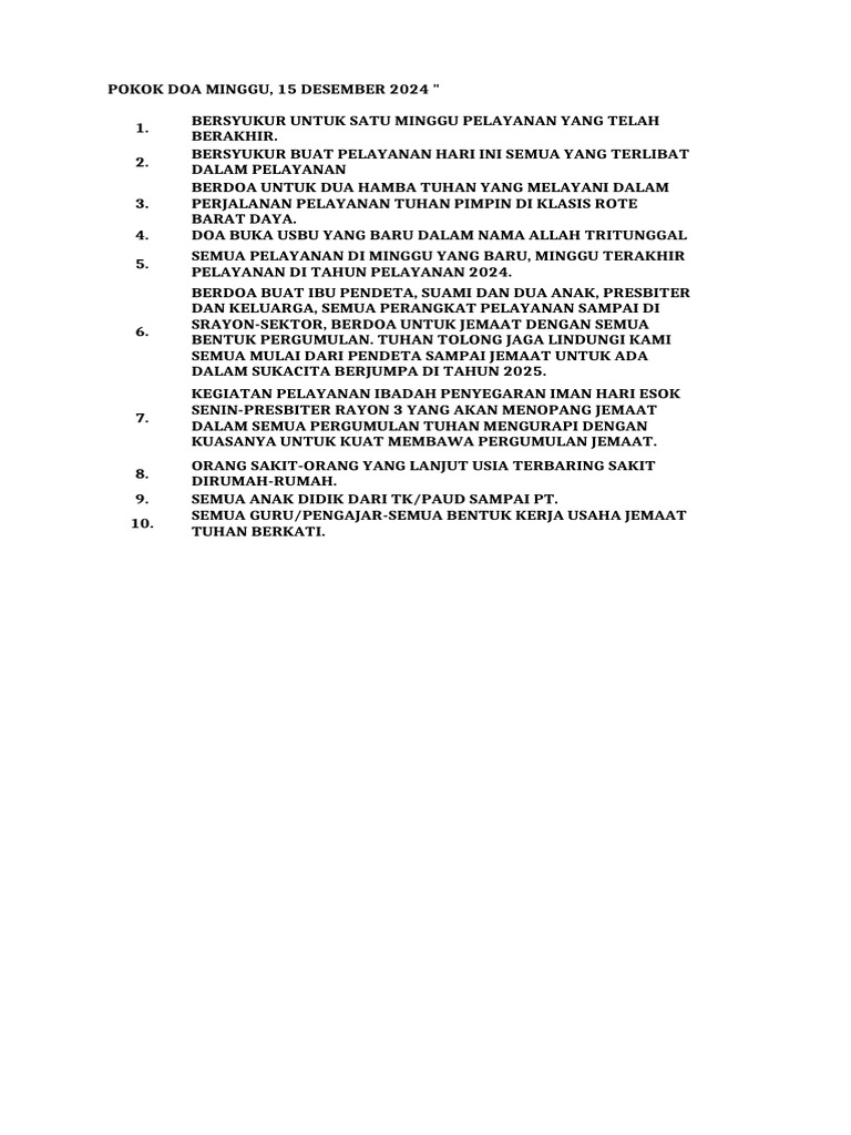 Pokok Doa Minggu | PDF