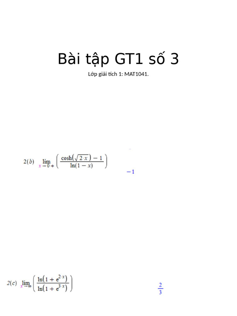 Bài tập GT1 tuan3_sv | PDF