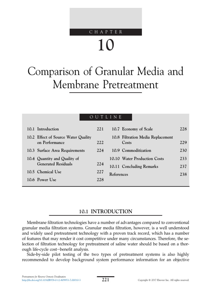 Comparison of Granular Media and Membrane Pretreatment | PDF | Membrane ...