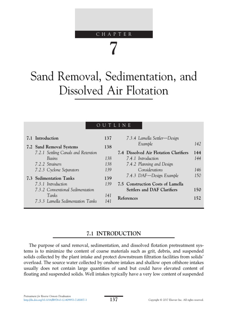 Sand Removal Sedimentation and Dissolved Air Flotation | PDF | Membrane ...