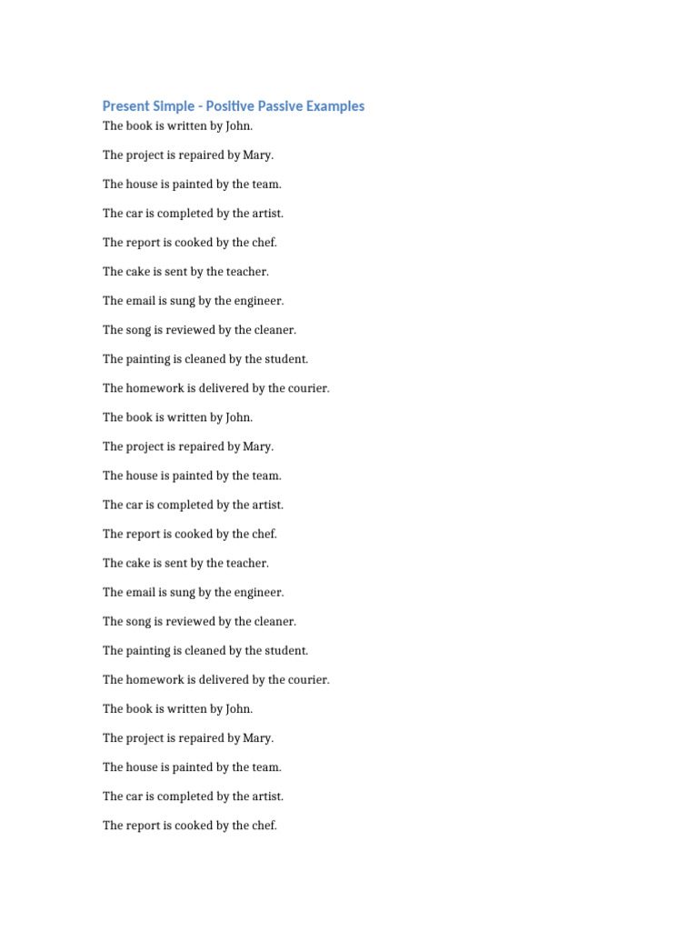 Present Simple Passive Voice Examples | PDF | Chef | Schools