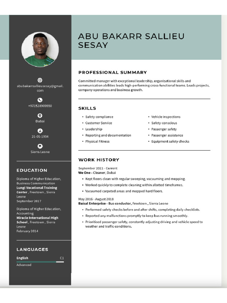 Bus Conductor Cv | PDF