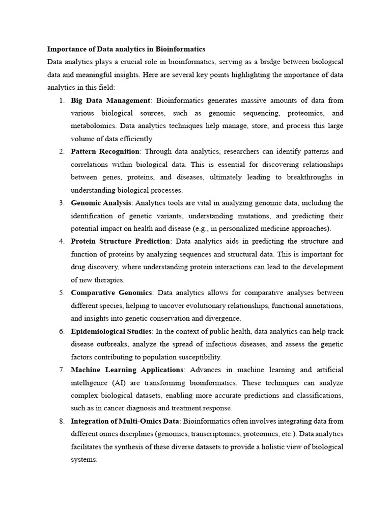 2-Importance of Data Analytics in Bioinformatics-16!07!2024 | PDF ...