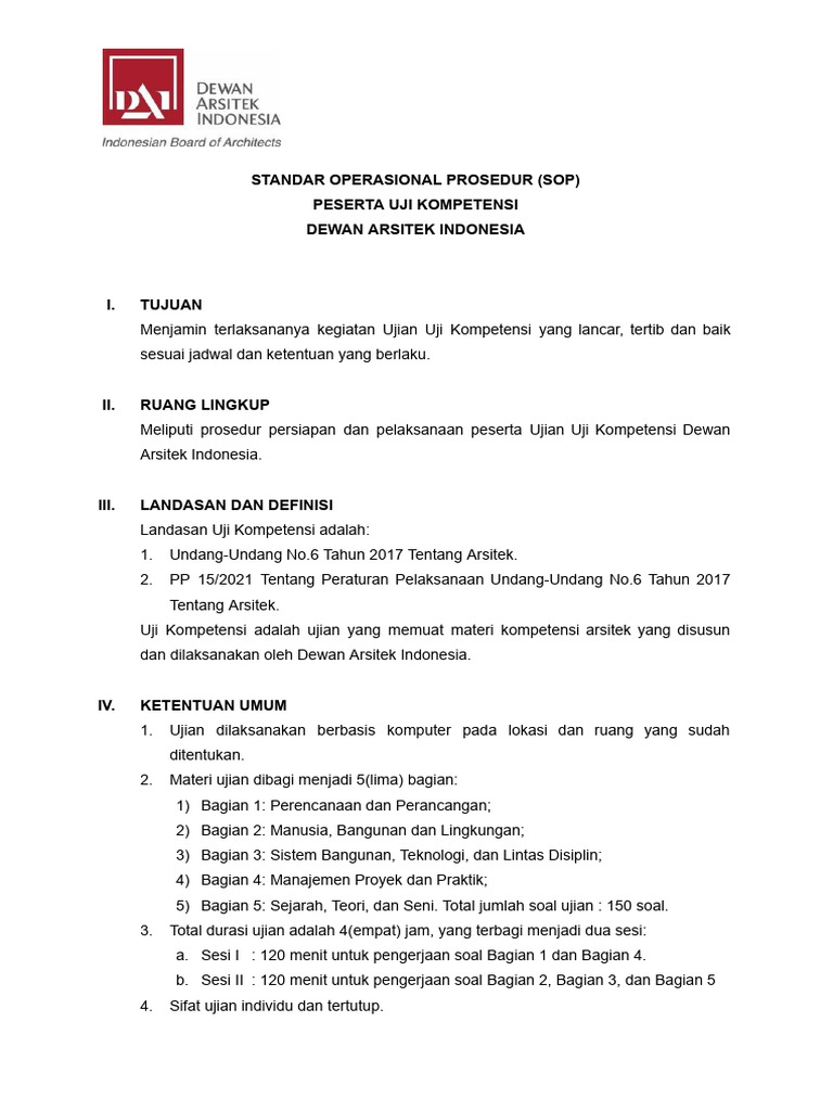 SOP Uji Kompetensi DAI | PDF