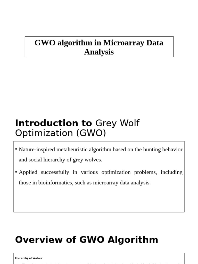 23-GWO Optimization Algorithm in Microarray Dataset Analysis-03-10-2024 | PDF | Cluster Analysis ...
