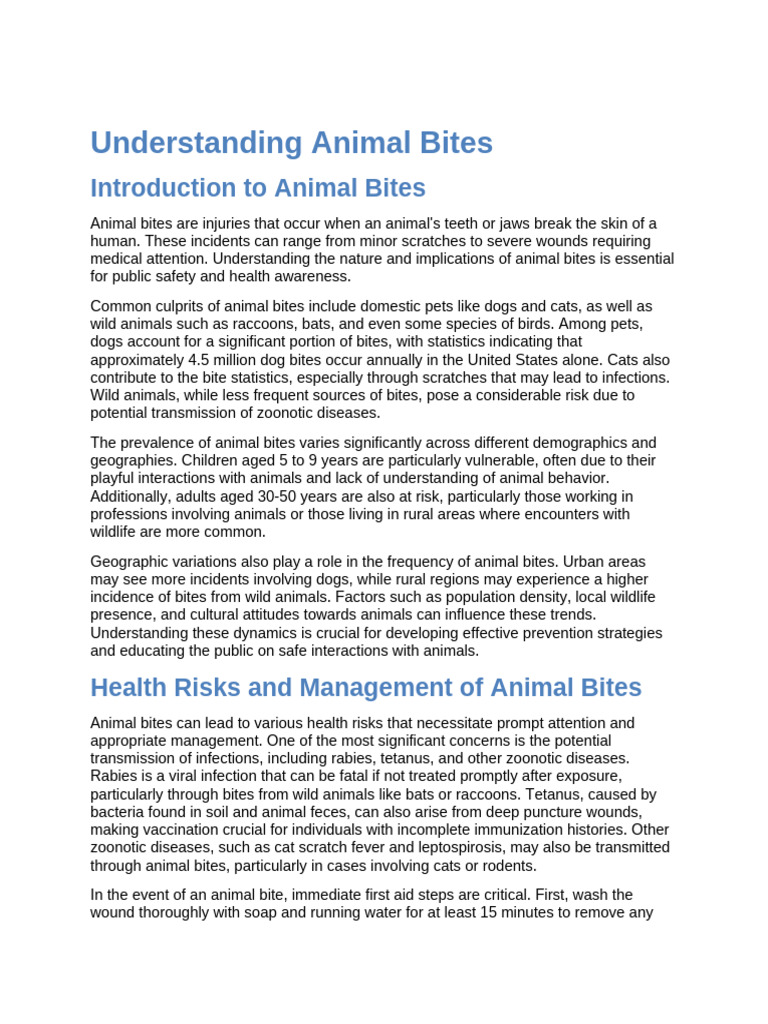 Understanding Animal Bites | PDF | Rabies | Infection