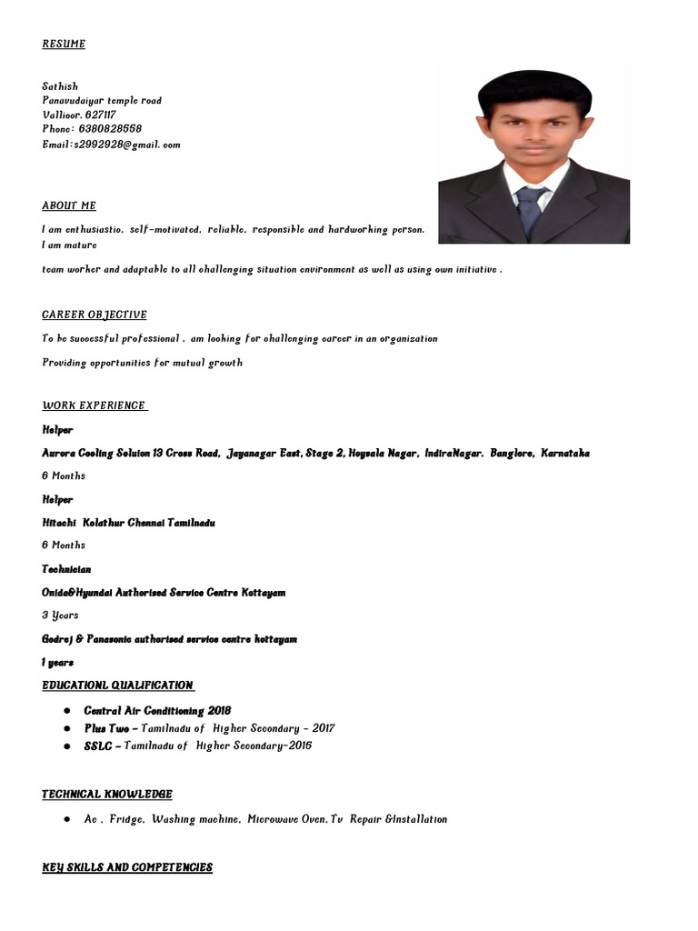 SATHISH Resume Vallioor | PDF