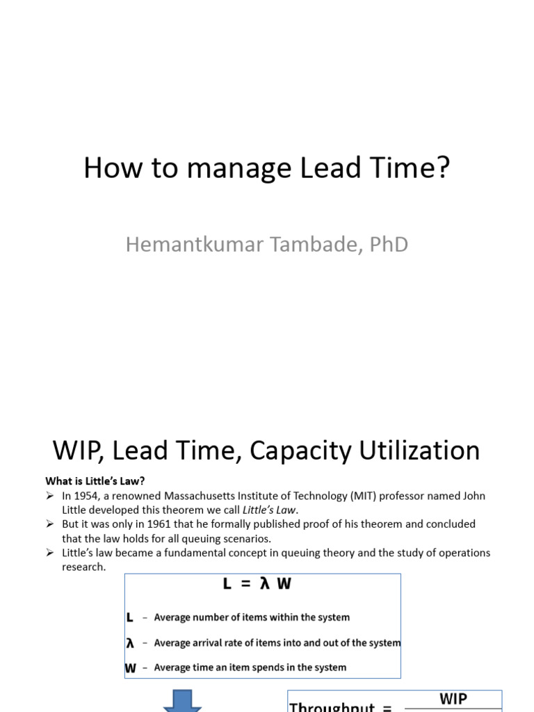 Managing Lead Time and WIP Effectively | PDF
