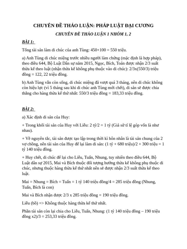 CHUYÊN ĐỀ THẢO LUẬN PLDC | PDF