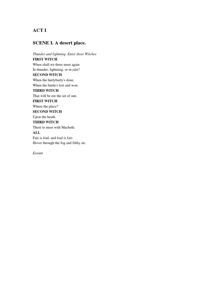 Macbeth Script v.3 | PDF | Macbeth | Nature