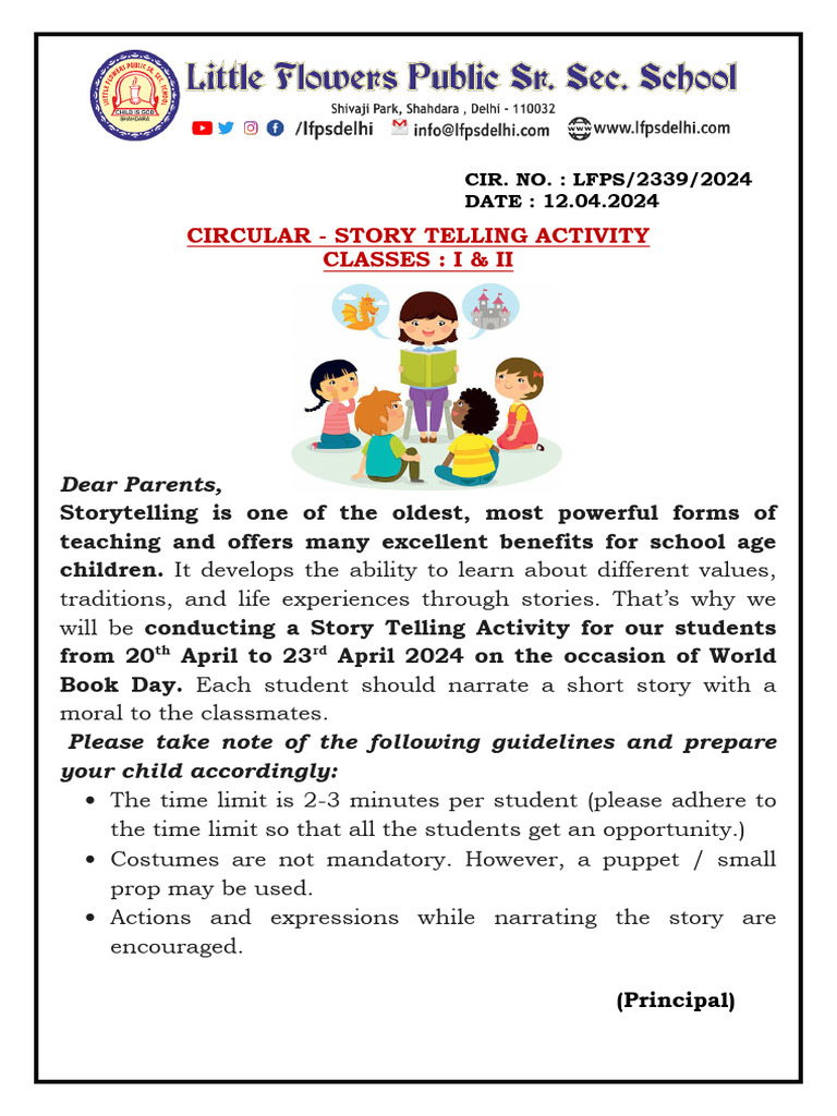 STORY TELLING ACTIVITY I and II 202425 | PDF