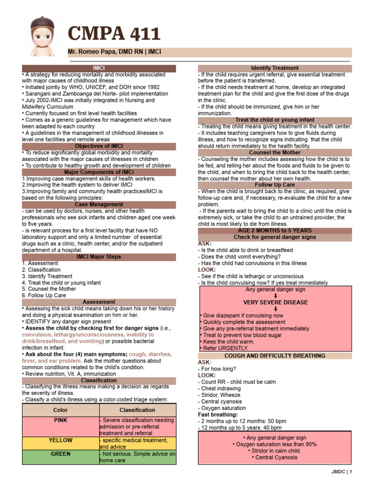 Imci Ca1withpq | PDF | Measles | Anemia