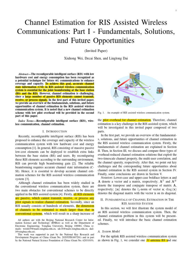 2021_Channel Estimation for RIS Assisted Wireless Communications Part I ...