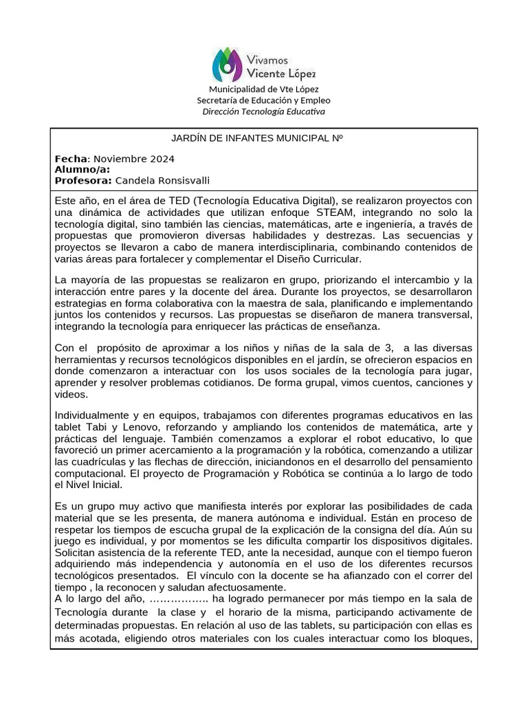 EVALUACIÓN SALA 3 - 2024 | PDF | Tecnologia Educacional | Modificación de comportamiento