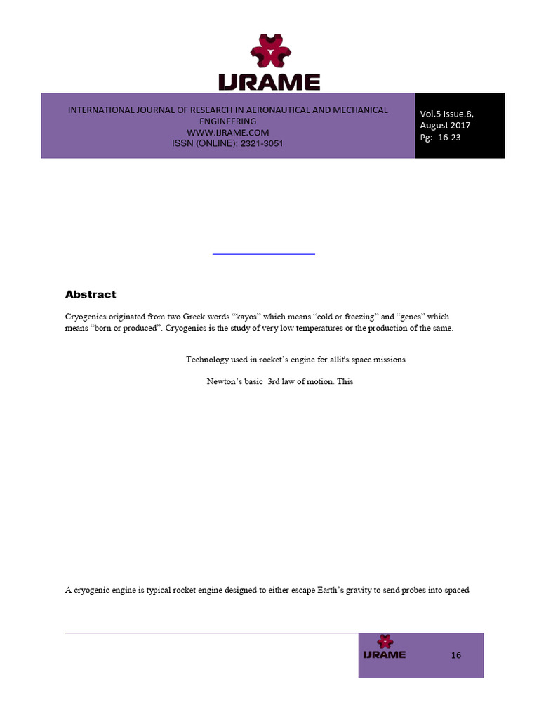 An Overview of Cryogenic Engine | PDF | Engines | Rocket Engine