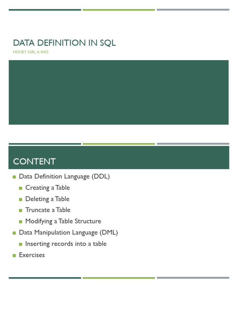 Ddl And Sql Commands Chapter 4pptx Pdf Sql Software Engineering 1486