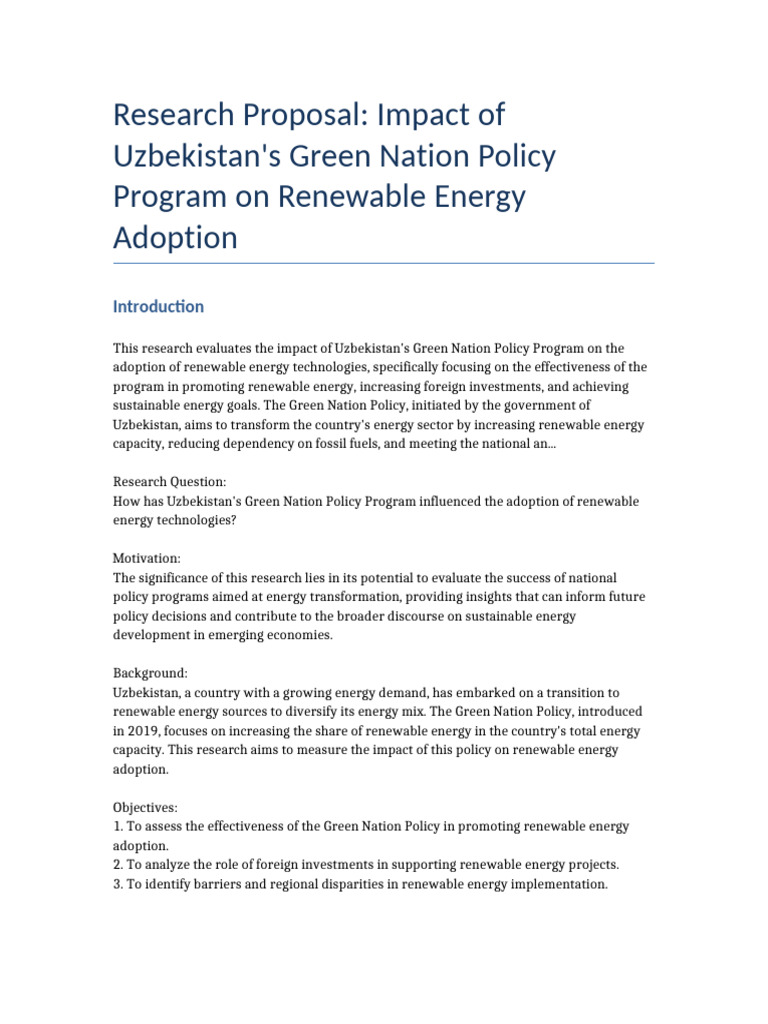 Research Proposal Green Nation Policy Impact | PDF | Renewable Energy ...