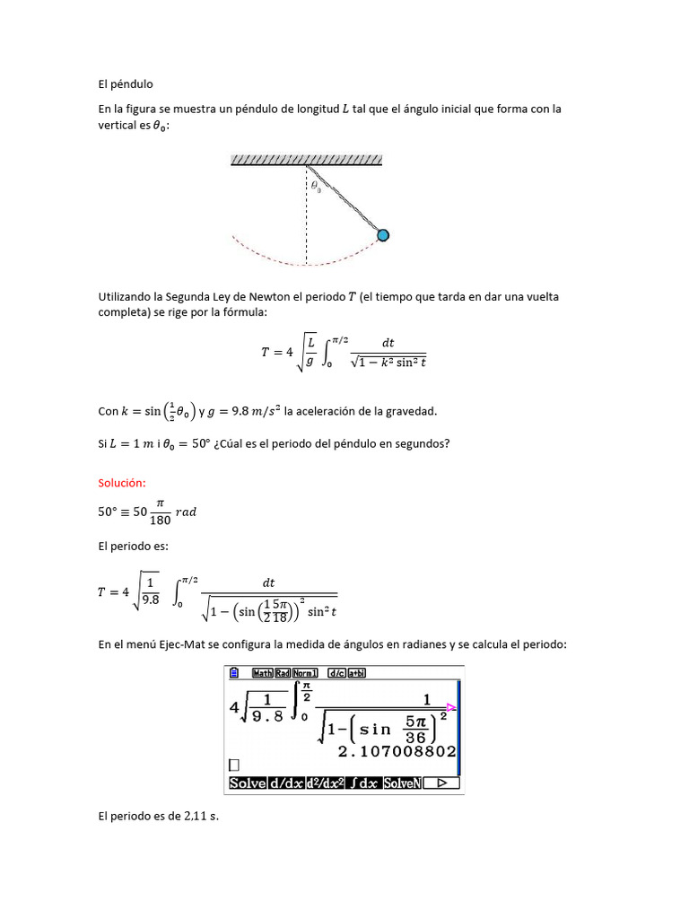 CG 50 ACTIVIDADES T1 El Péndulo | PDF