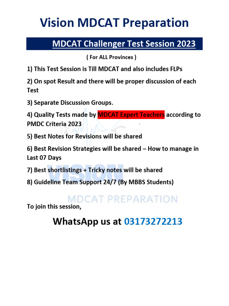 Vision Challenger FLP Test Session 2023 | PDF | Chemistry | Applied And ...