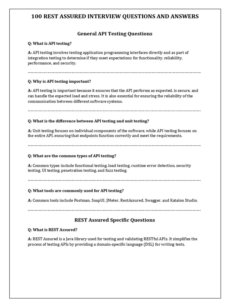 Rest_Assured_Interview_Questions_Q_A_1734797664 | PDF | Xml Schema | Json