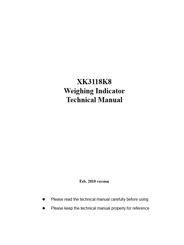 XK3118K8 User Manual Guide | PDF | Calibration | Switch