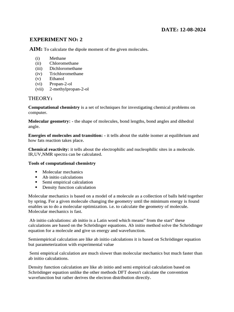 Experiment - 2 | PDF | Molecular Orbital | Molecules