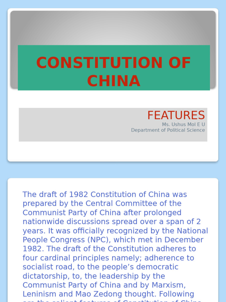 Key Features of China's 1982 Constitution | PDF | Communism | China