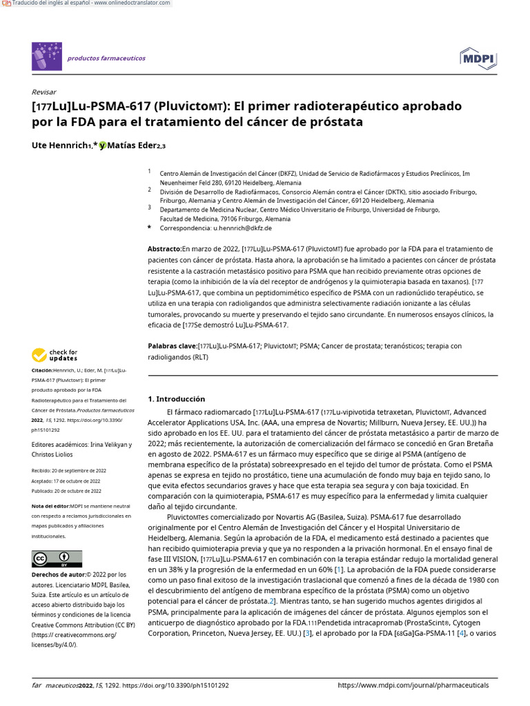 Pharmaceuticals-15-01292 en Es | PDF | Cáncer | Cancer de prostata