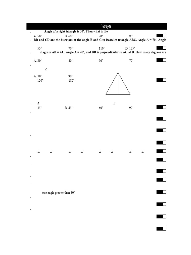 Triangle ABC: Angle Relationships and Solutions | PDF | Triangle | Area