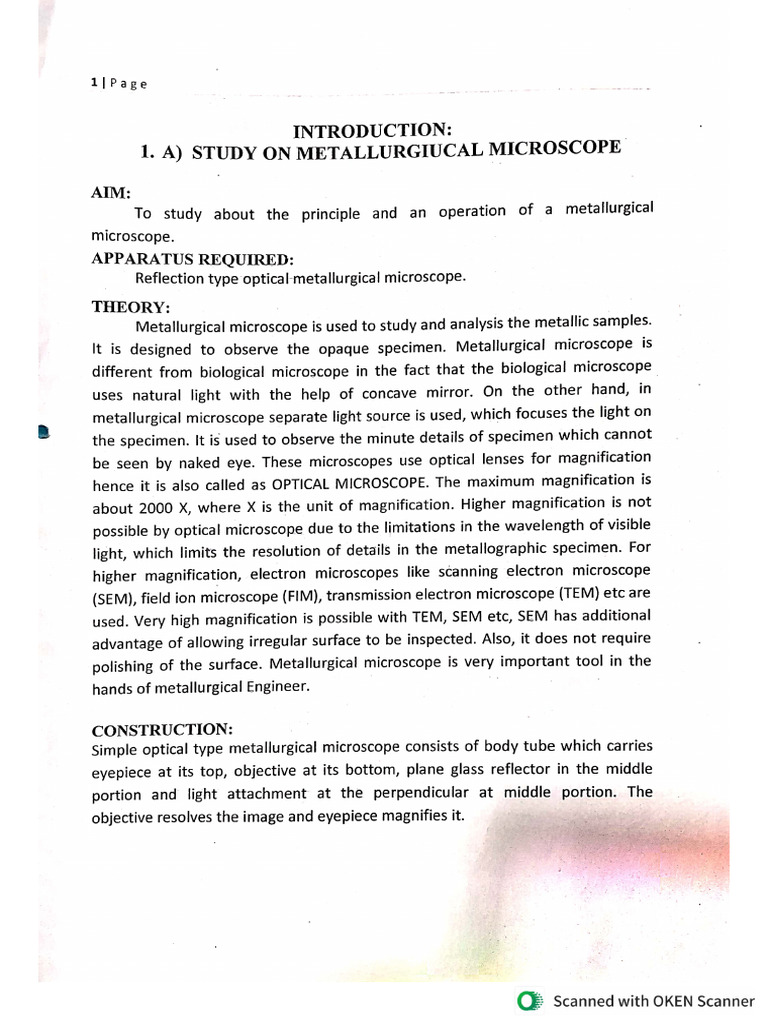 Metallography &NDT Lab Exp 1a&1b | PDF