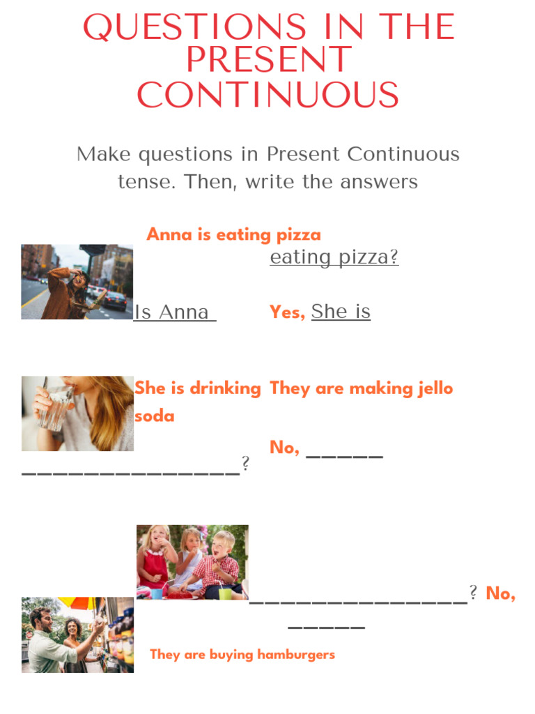 Tarea - Present Continuous - Questions | PDF