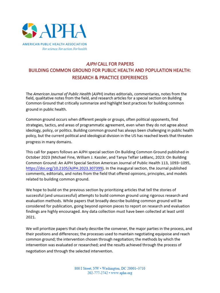 Common Ground CFP 3-14-2024 3.19 | PDF | Public Health | Academic ...