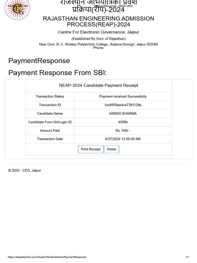 REAP-2024 Payment Confirmation | PDF