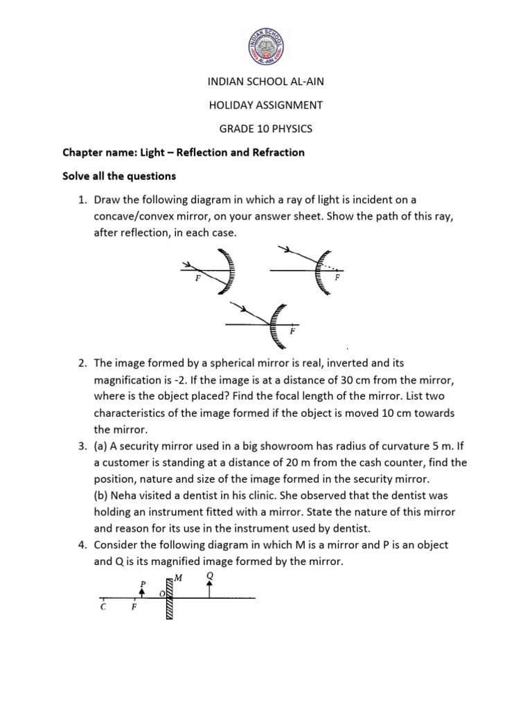 Gr10 Physics Holiday Assignment 2024-2025 - 240701 - 182329 | PDF ...