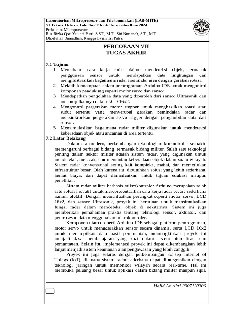 LAPORAN TUGAS AKHIR PERCOBAAN 7 KELOMPOK 1 Mrgins | PDF